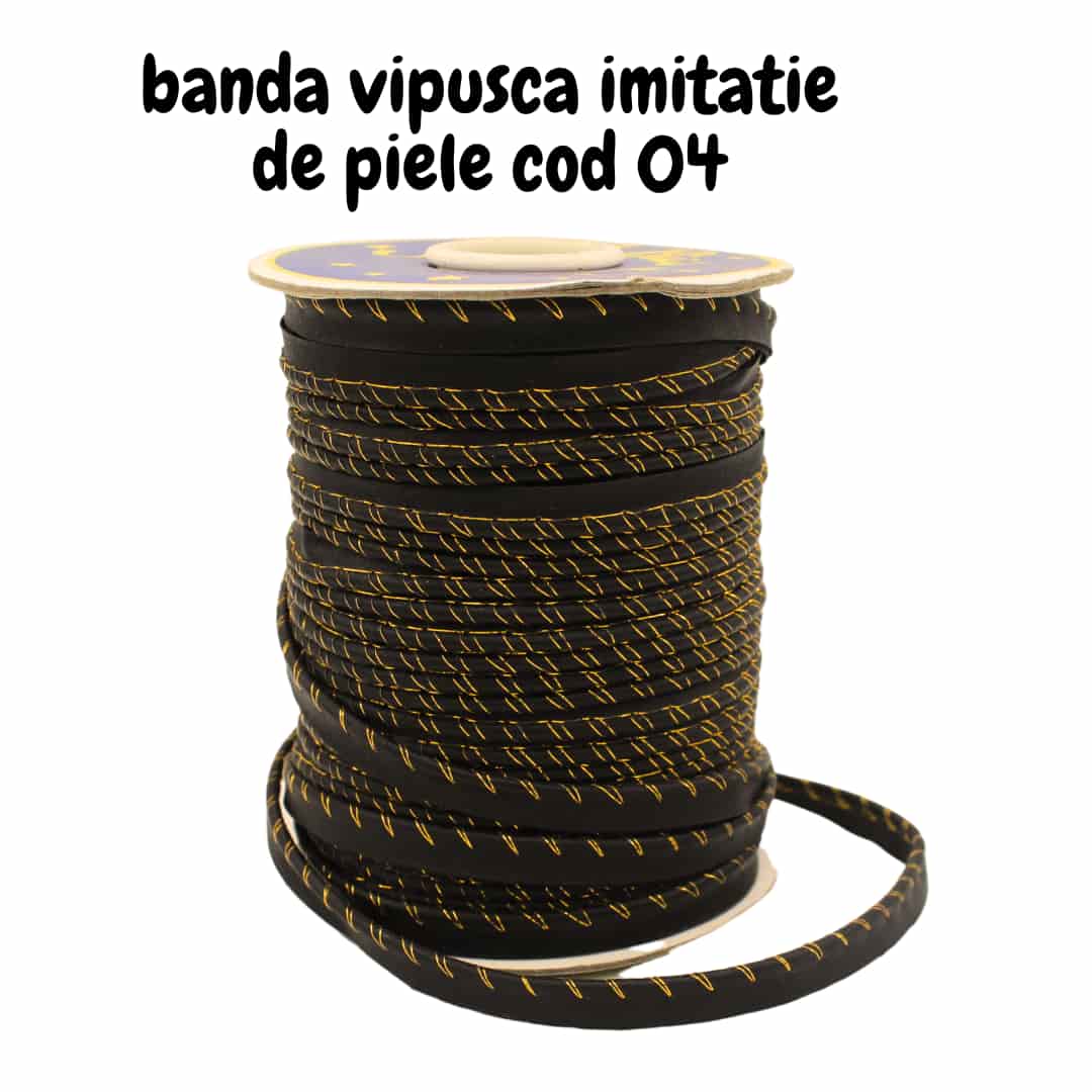 Banda vipusca imitatie de piele negru cu lant auriu | de-cusut.ro